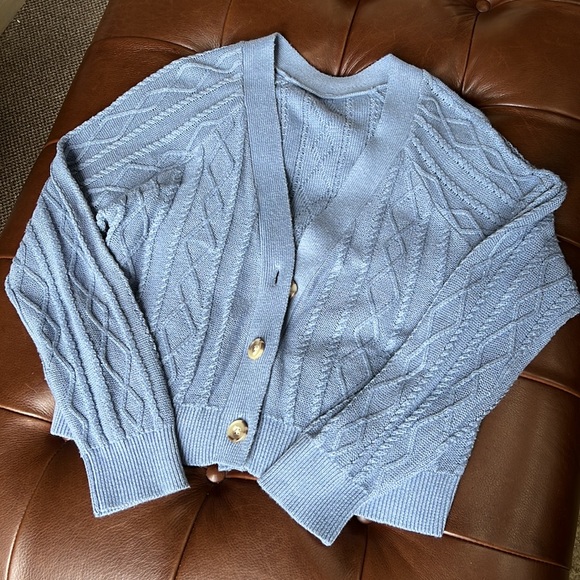 Source Unknown | Sweaters | Light Blue Cable Knit Cardigan | Poshmark